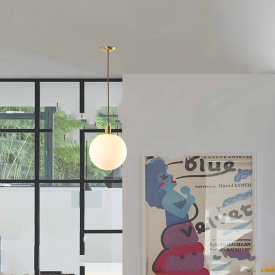 Lustre simple en cuivre pur à boule ronde en verre de diamètre 30cm ...