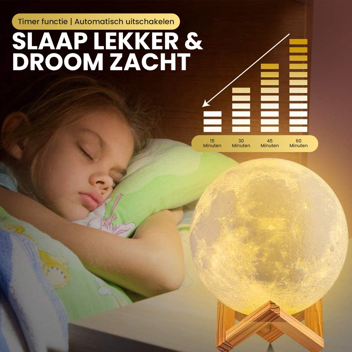 Maanlamp – Maan Lamp – Nachtlamp – 14CM – LED lamp – 3D Maan – 15 ...