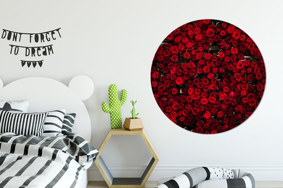 WallCircle - Muurstickers - Behangcirkel - Bloemen - Rozen - Rood - ⌀ 140 cm -... | bol