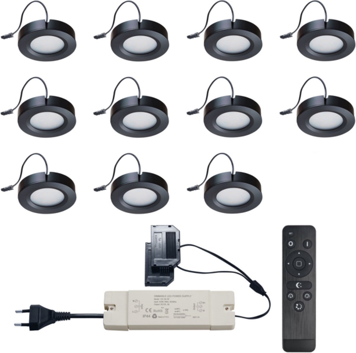 Ledisons LED Inbouwspots met Afstandsbediening - Adria Zwart Set met 11 spotjes met... | bol.com