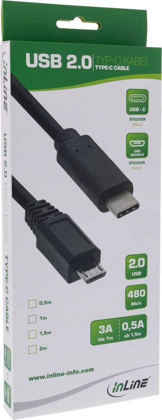 InLine USB 3.1 C naar USB 2.0 Micro B Aansluitkabel 1m | bol