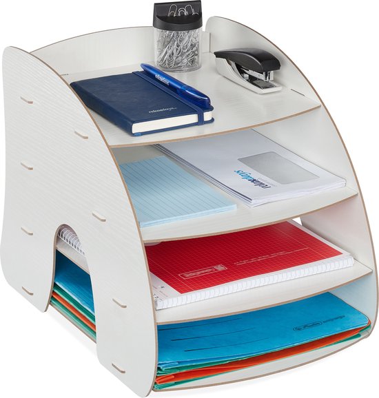 brievenbak - 4 vakken - A4 - bureau organizer - wit | bol
