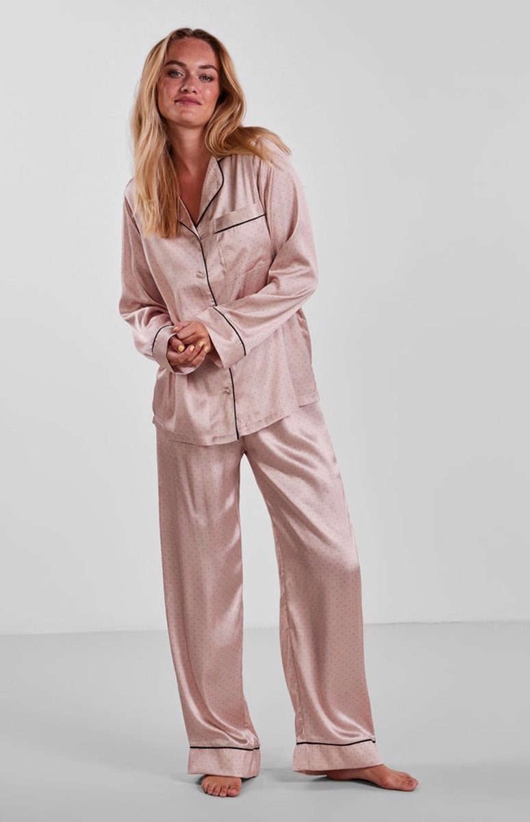 Pieces satijnen pyjama - Adela - Rose Dust - S - Roze | bol