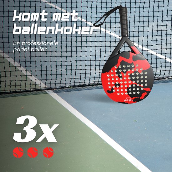 No Peak Padel racket Rood – Padel - Inclusief Padel tas en Padel ballen ...