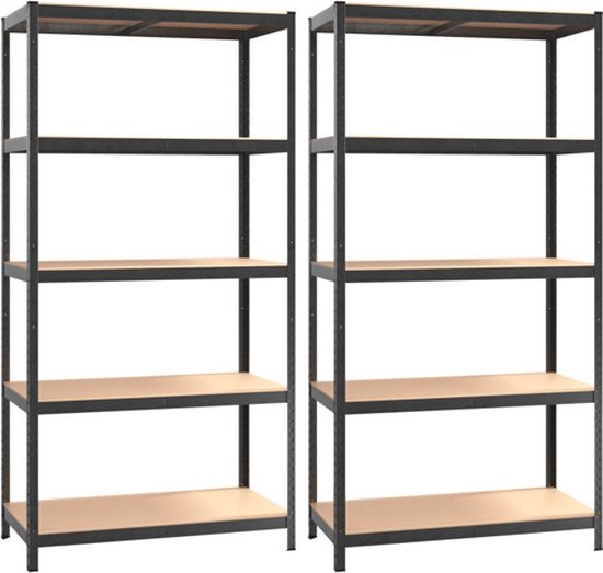 vidaXL - Opbergrekken - 5-laags - robuust - 2 - st - staal - en ...
