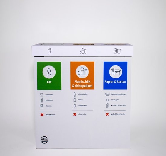 Kartonnen Eco Bin 3 Vakken - Rest - PBD - Papier/karton - Duurzaam ...