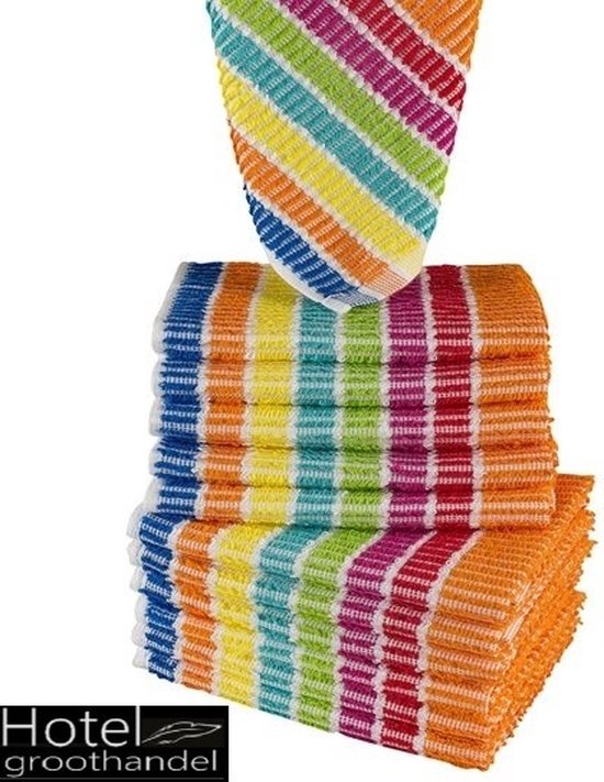 Vaatdoeken | set van 20 stuks regenboog gestreept - 35x35 | bol.com