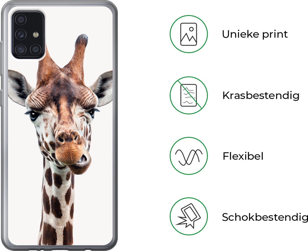 Geschikt voor Samsung Galaxy A52 5G hoesje - Jongens - Giraffe - Dieren ...