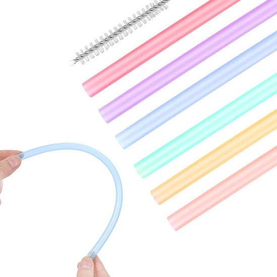 Siliconen rietjes set voor bubble tea-rietjes en cocktails ...