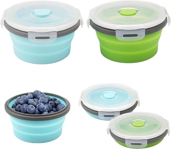 2 Pcs Foldable Bowls - Portable Silicone 305ml Bowl Camping Food ...