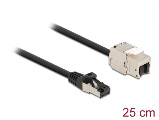 Kabel RJ45 plug op keystone module RJ45 Jack CAT6A 25 cm zwart | bol
