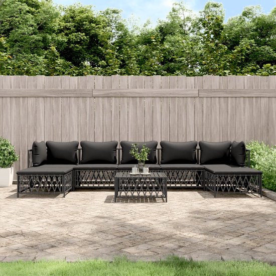 vidaXL Loungeset 8-delig - Staal - Antraciet Loungeset - Tuinset ...
