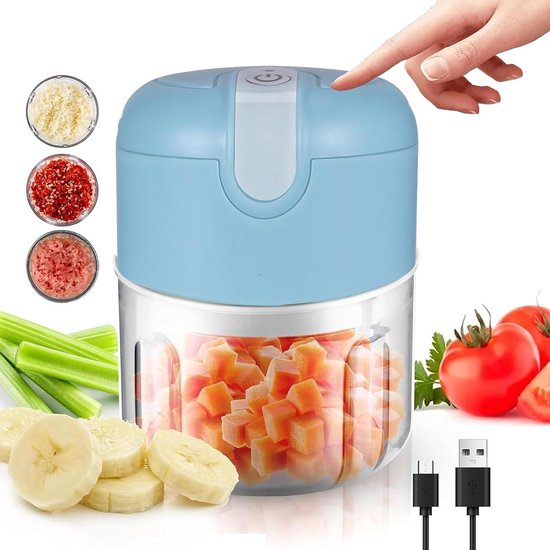 Mini Chopper 250 ml - Stainless Steel 3 Blades - Automatic Vegetable ...