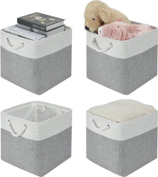 Opbergdozen Set - ideale opbergoplossing - 4 stuks - grijs/wit ...