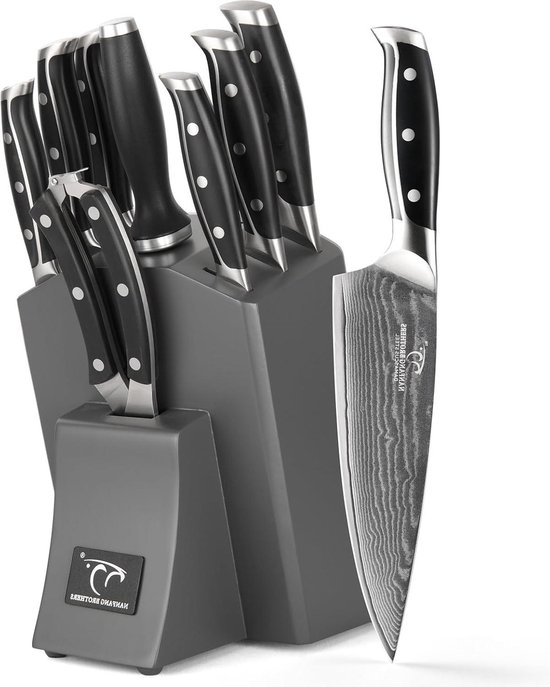 Professionele Damascus Messenblok Set - Koksmessen Set - 9 Stuks ...