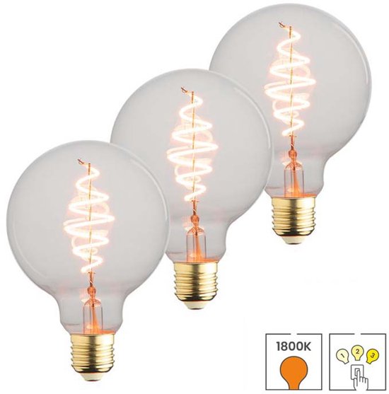 E27 LED Lamp - 3-pack - 3 staps dimbaar- 6 watt - 1800K extra warm | bol