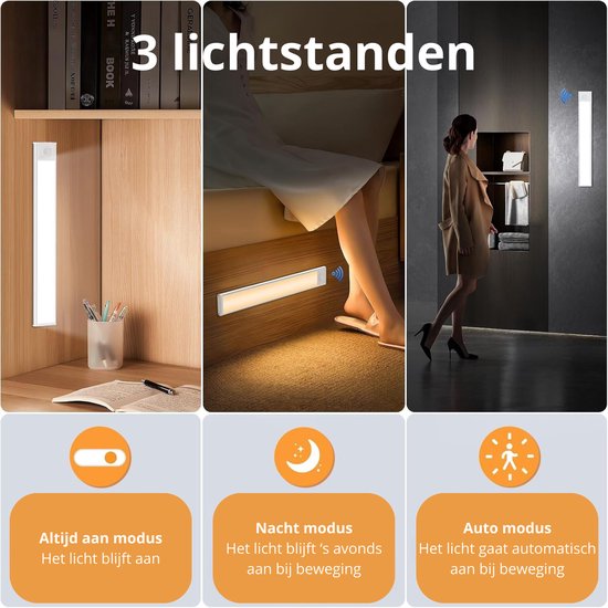 LED's Light Oplaadbare kastlampen met sensor 80 cm - Duopack ...