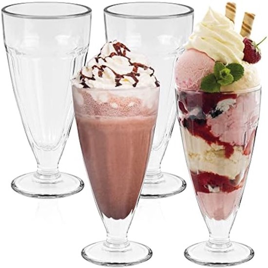 Selbro ® Set van 4 Hoge 350ml Ijsbekers - Retro Knickerbocker Glory ...