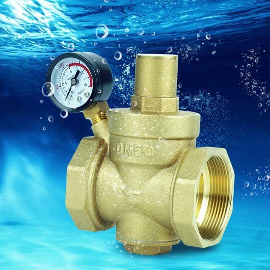 Drukregelventiel BSP DN50 2 inch messing instelbare waterdrukregelaar met manometer... | bol