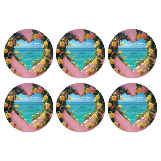 Onderzetters voor glazen - Rond - Hart - Zee - Muur - 10x10 cm ...