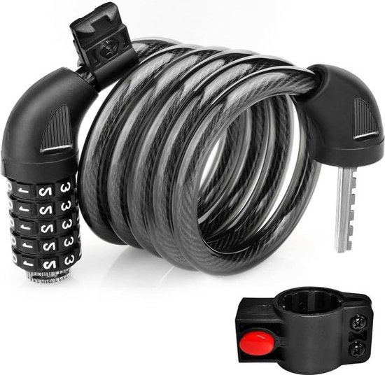 Fietsslot kabelslot 120 cm / 12 mm veiligheid hoog 5-cijferige code ...