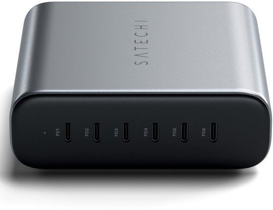 Satechi 200W USB-C 6-port gan charger - geschikt voor MacBook - Grijs | bol