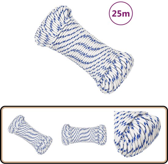 vidaXL Boot touw - 4 mm - 25 m - Polypropyleen - Wit Scheeps Touw ...