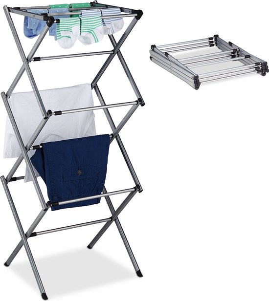 wasrek inklapbaar - uitschuifbaar - 11 stangen - 105x73x37 cm - metaal ...