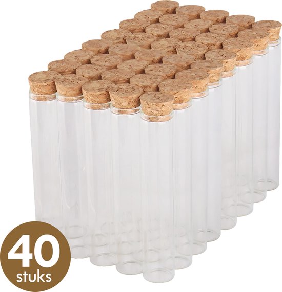 Dayshake Reageerbuisjes met kurk - 40 stuks - 15 cm x 3 cm - Flesjes ...