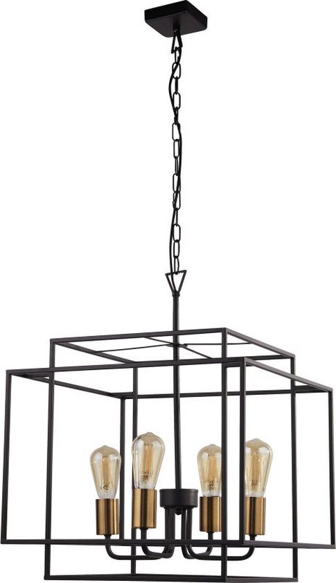 Searchlight CRATE Hanglamp 4 Lichts Zwart Brons | bol