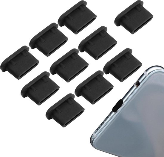 Soft Silicone Type C Anti Dust Plug Protectors - 10 Port Black ...