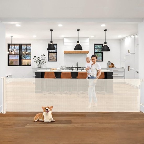 Intrekbaar babyhek 105 inch extra breed - Hondenhek voor grote ...