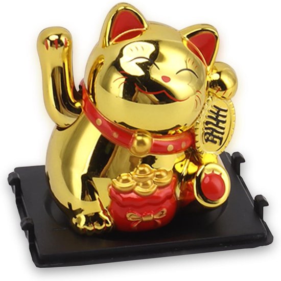 Lucky Cat Waving Arm Set 2 Inch - Maneki Neko Lucky Fengshui Cat - Solar Fortune Cat... | bol