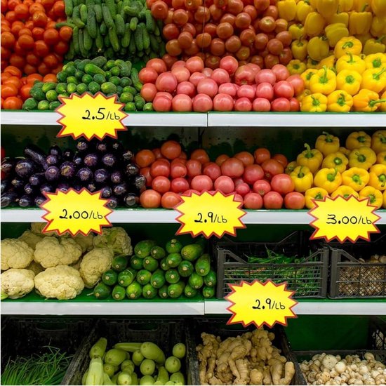 100 Sterrenexplosieborden 8 x 11 cm - prijskaartjes voor supermarkten ...