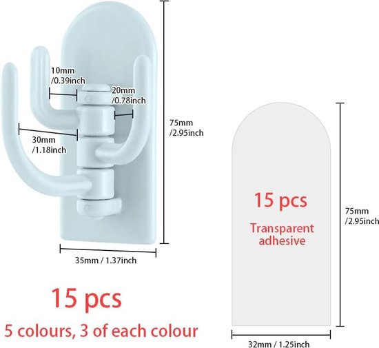 15 Stuks Zelfklevende Haken voor Handdoeken en Accessoires - Creatieve ...
