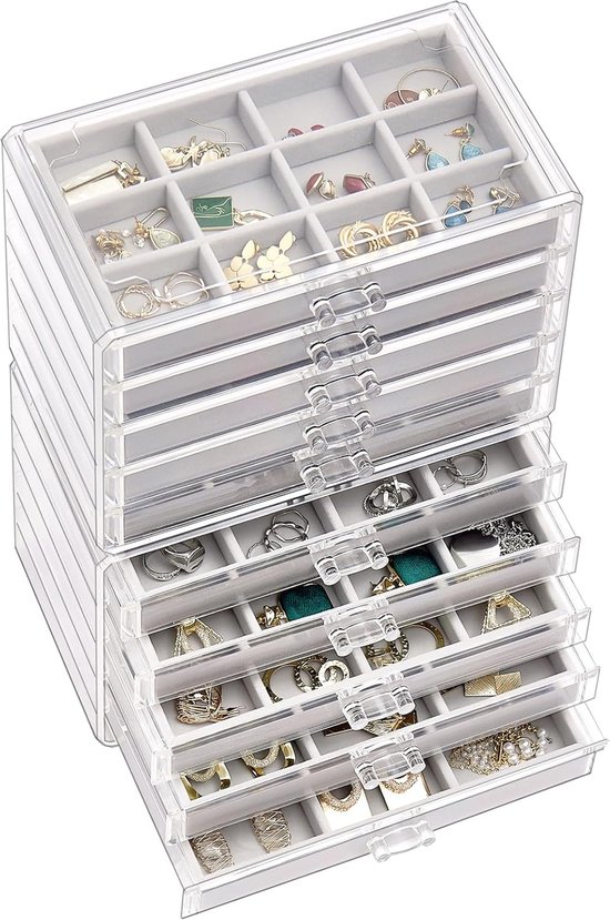 Sieraden Organizer, Clear Sieraden Opbergdoos Lade met 10 Laden ...