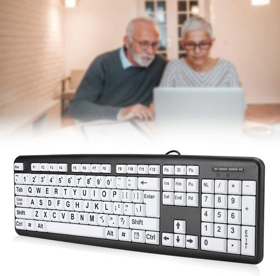 Toetsenbord Grote Letters Zwart 104 Toetsen Bedraad USB Low Vision ...