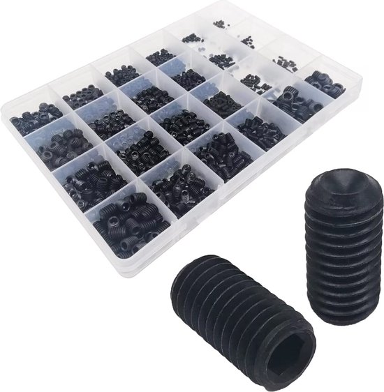 Stelschroeven Assortiment - 1500-Delig - Gezwart Staal - Zwart | bol