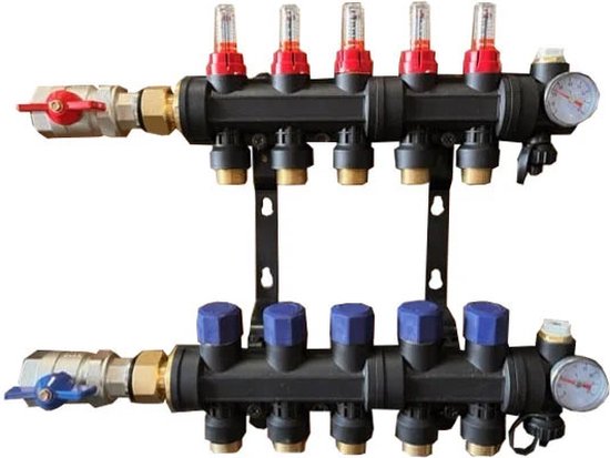 Kunststof vloerverwarming verdeler 3 groepen zonder pomp | bol