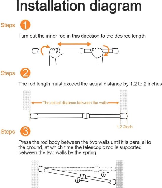 Spanstangen 30-50 cm verstelbaar - 6 stuks, Geen boor spanpaal voor gordijnen, wit -... | bol