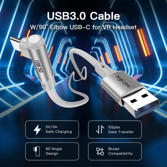 NÖRDIC VR Link kabel - USB-C naar USB - USB3.2 Gen1 -Geschikt voor ...
