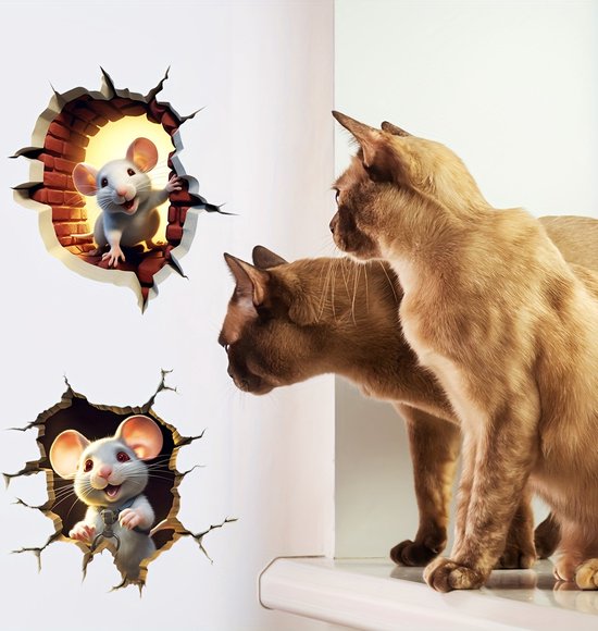 Muursticker - Plintsticker - Kinderkamer - Schattige Muis - Gat ...