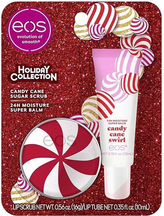 eos Holiday Lip Treatment Gift Set- Candy Cane Swirl Lip Scrub | bol