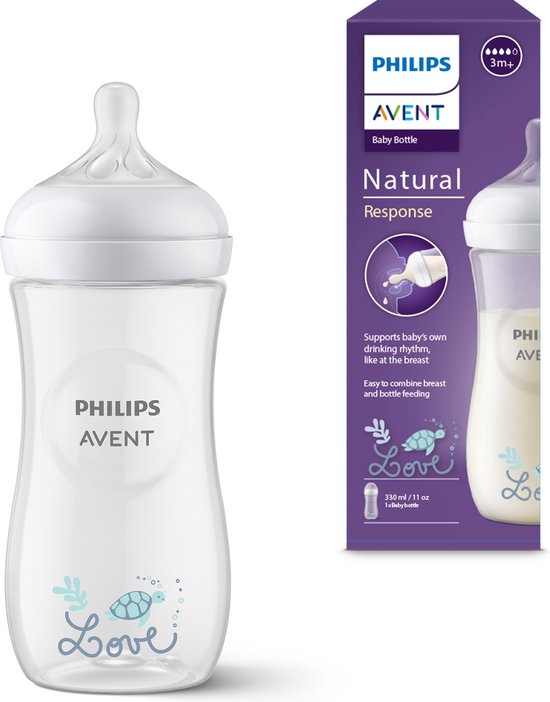Philips Avent Natural Response 1 babyfles – 330 ml – flow 4 - schildpad ...