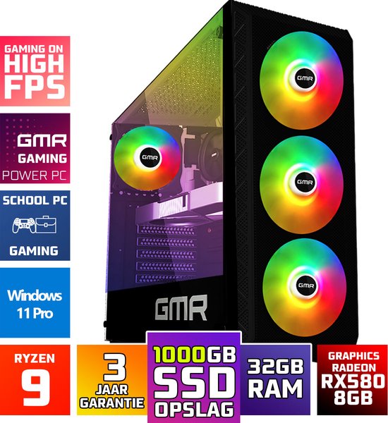 GMR Power Gaming pc | Ryzen 9 | 32 GB RAM | 1000 GB SSD | Graphics RX ...