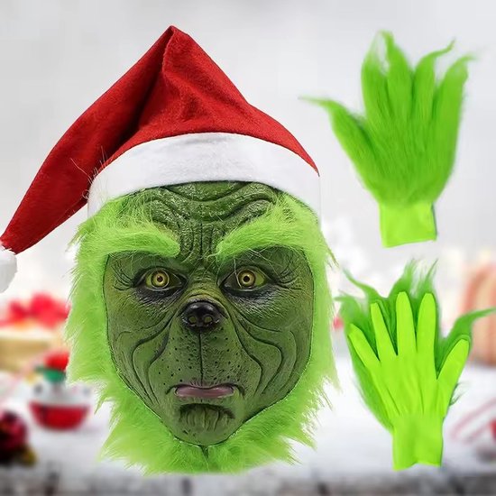 Grinch Masker & Handschoenen - Horror Masker - Halloween masker - Eng ...