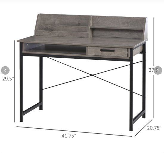 HOMCOM Industriële Computer Bureau met Lade en Open Planken ...
