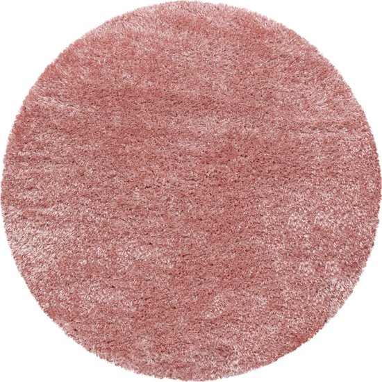 Rond Shaggy Vloerkleed | Tapijt | Brilliant | Rosé | 80x80 cm | bol