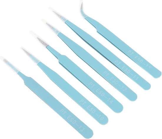 6 Stuks Pincet Set – RVS – Precisie voor Hobby, Sieraden, Laboratorium ...