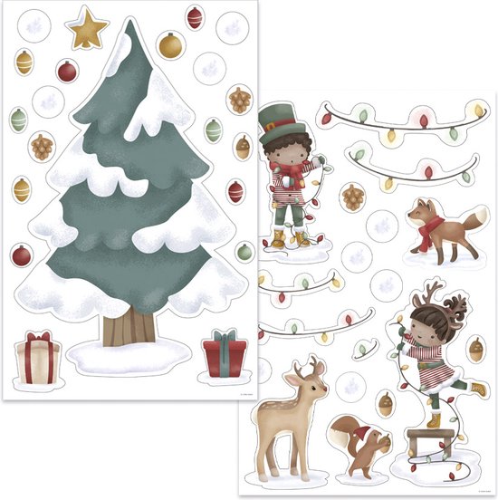 Little Dutch raamstickers kerstboom - herbruikbaar - statische raamfolie - decoratief... | bol